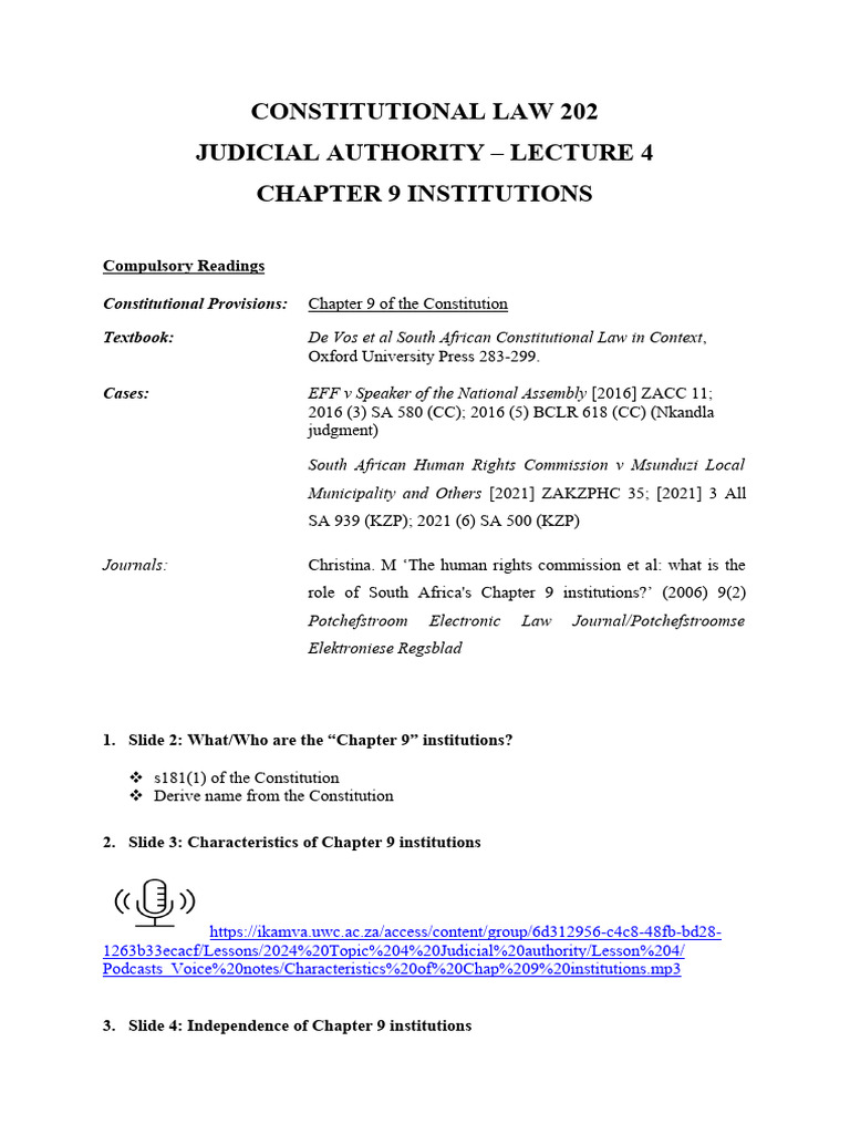 Lecture 4 - Chapter 9 Institutions | PDF | Political Law | Public Law