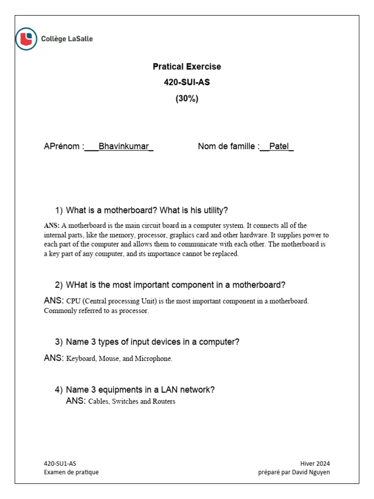 Examen - de - Pratique - A Done | PDF | Computer Network | Local Area Network