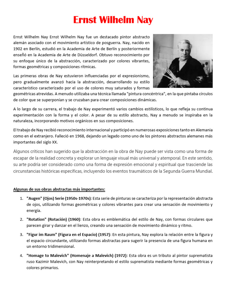 Ernst Wilhelm Nay: Maestro del Azul Abstracto | PDF | Arte abstracto ...