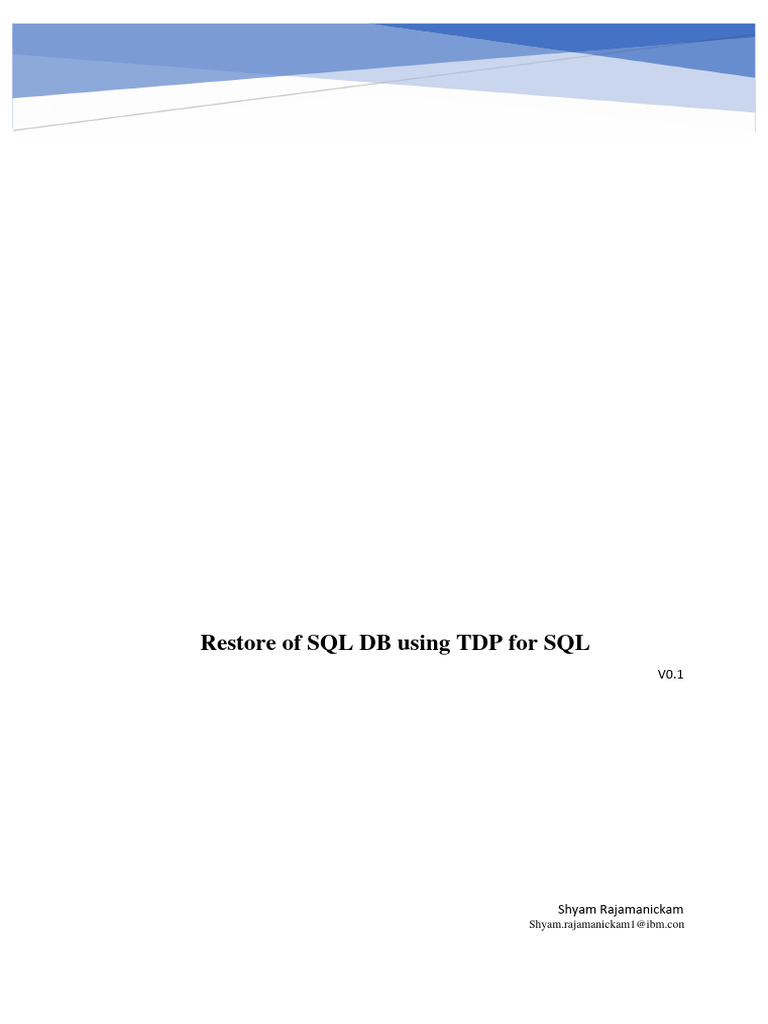Tdp For Sql Restoration Pdf Databases Backup