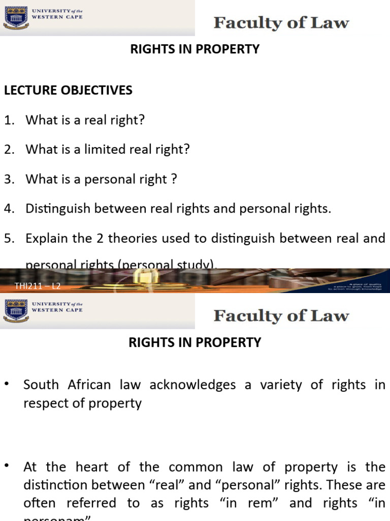 Lecture 3 - REAL RIGHTS | PDF | Property | Rights