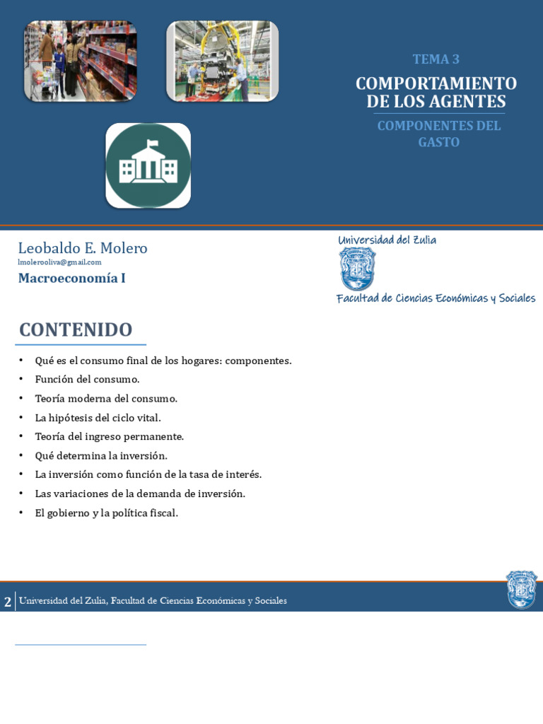 Tema 3. Comportamiento de Los Agentes Económicos. Componentes Del Gasto ...
