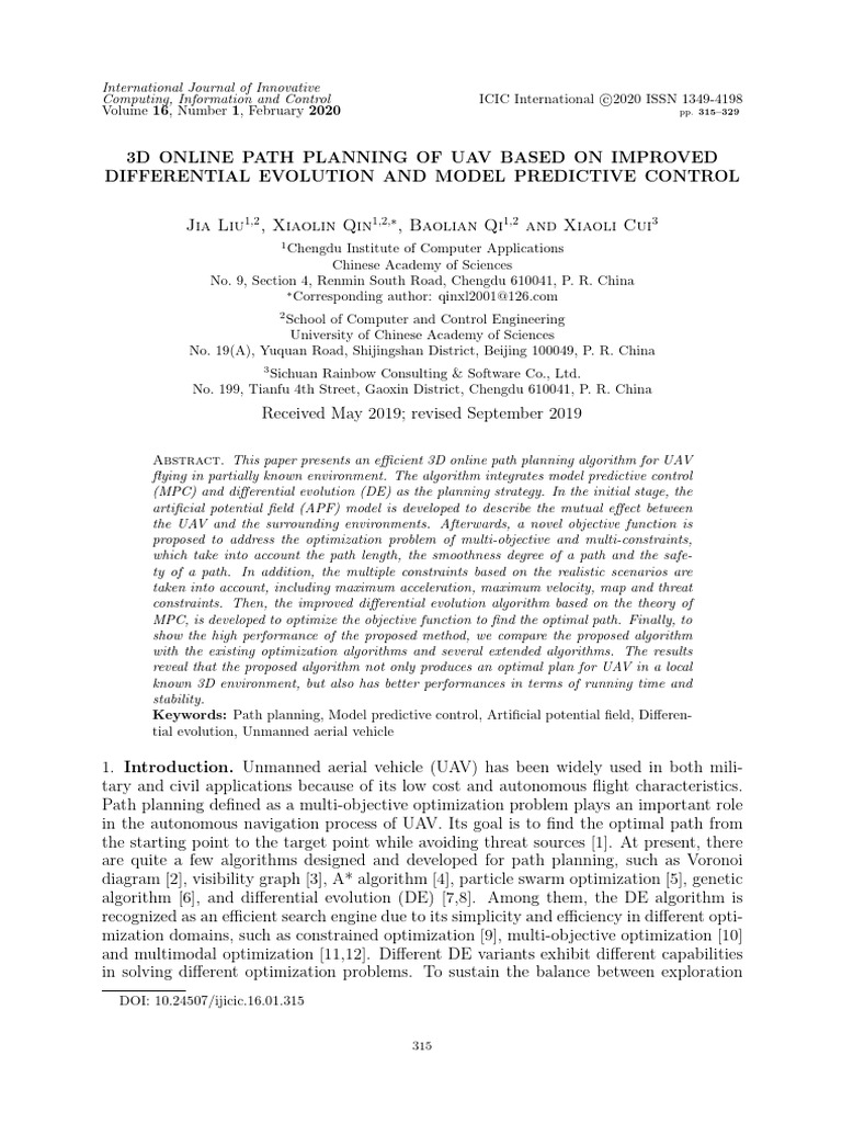 Paper - 3D ONLINE PATH PLANNING OF UAV | PDF | Mathematical Optimization | Genetic Algorithm