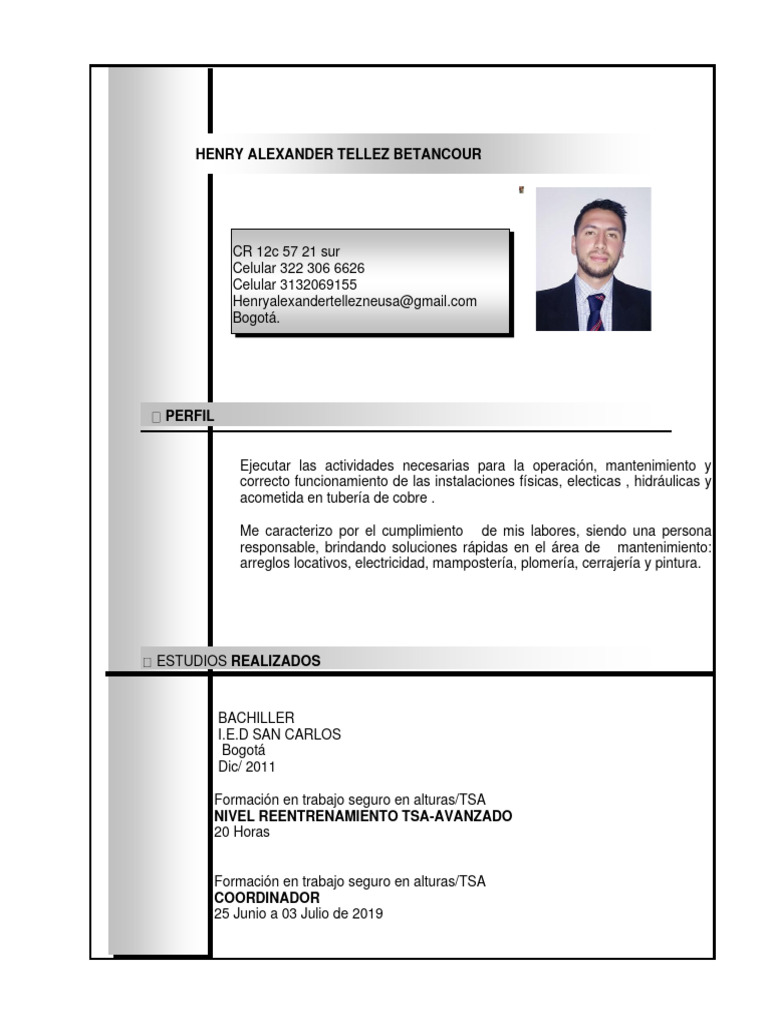 Hoja de Vida Alex Tellez2024-1 | PDF