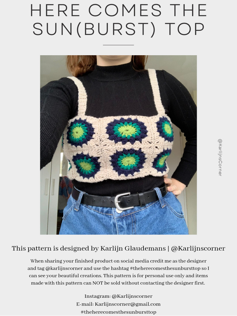 Sunburst Top Crochet Pattern Guide | PDF | Crochet | Yarn