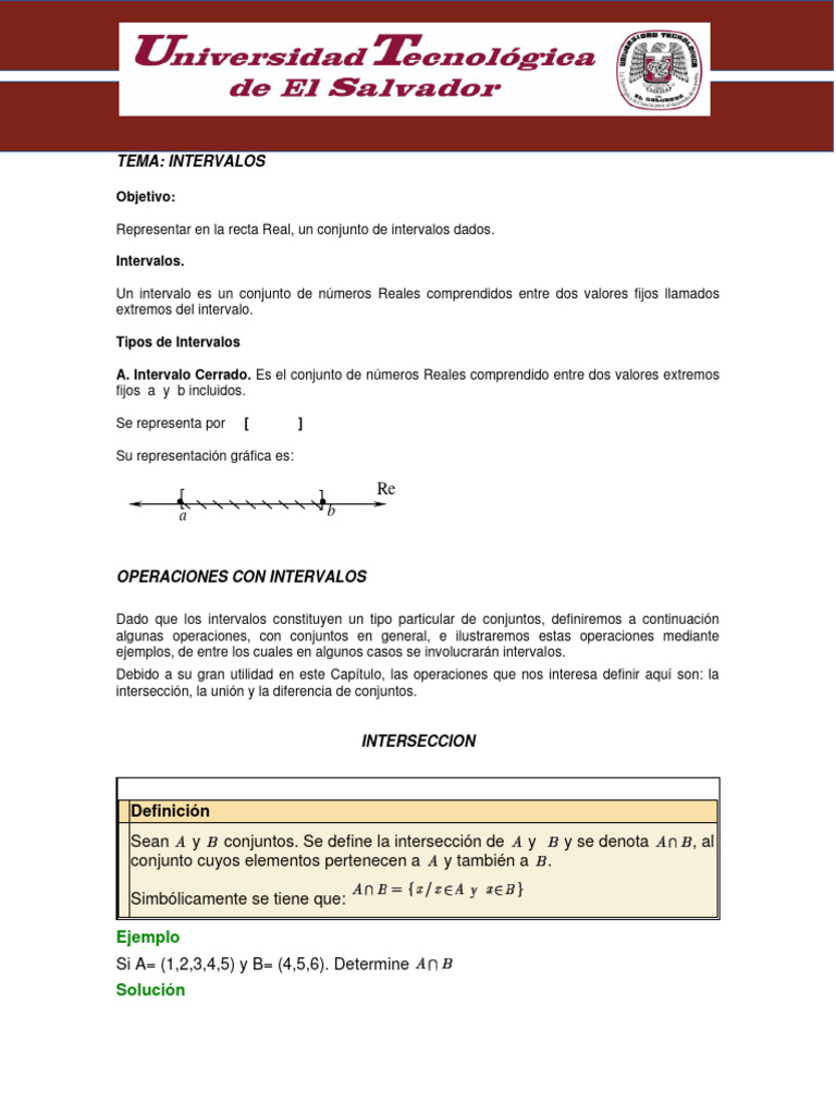 Tema Intervalos | PDF | Intervalo (Matemáticas) | Conjunto (Matemáticas)