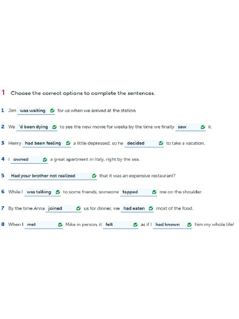 B2, Unit 1 GRAMMAR PRACTICE C, Activity 1 | PDF