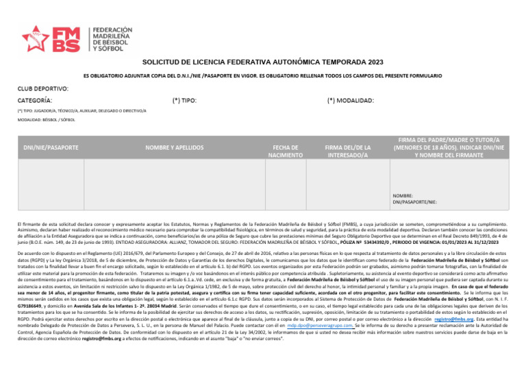 Formulario Licencia 2023 Pp | Descargar gratis PDF | Documento de identidad | Seguro