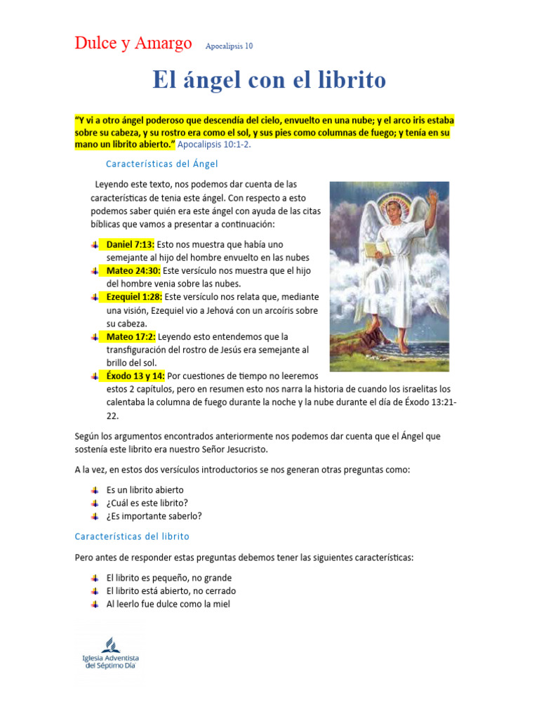 El Ángel y el Librito en Apocalipsis 10 | PDF | Daniel (figura bíblica ...