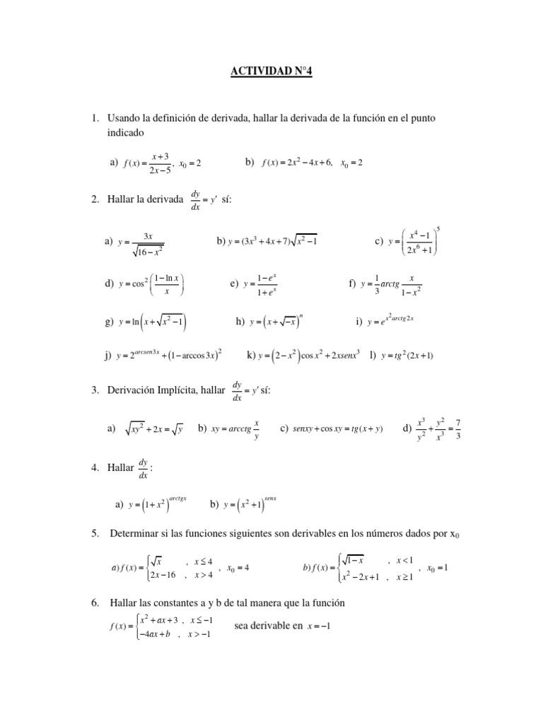 ACTIVIDAD N°4_Derivadas | PDF | Tangente | Curva