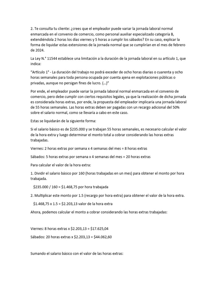 TP 2 Derecho Laboral | PDF | Tiempo de trabajo | Derecho laboral