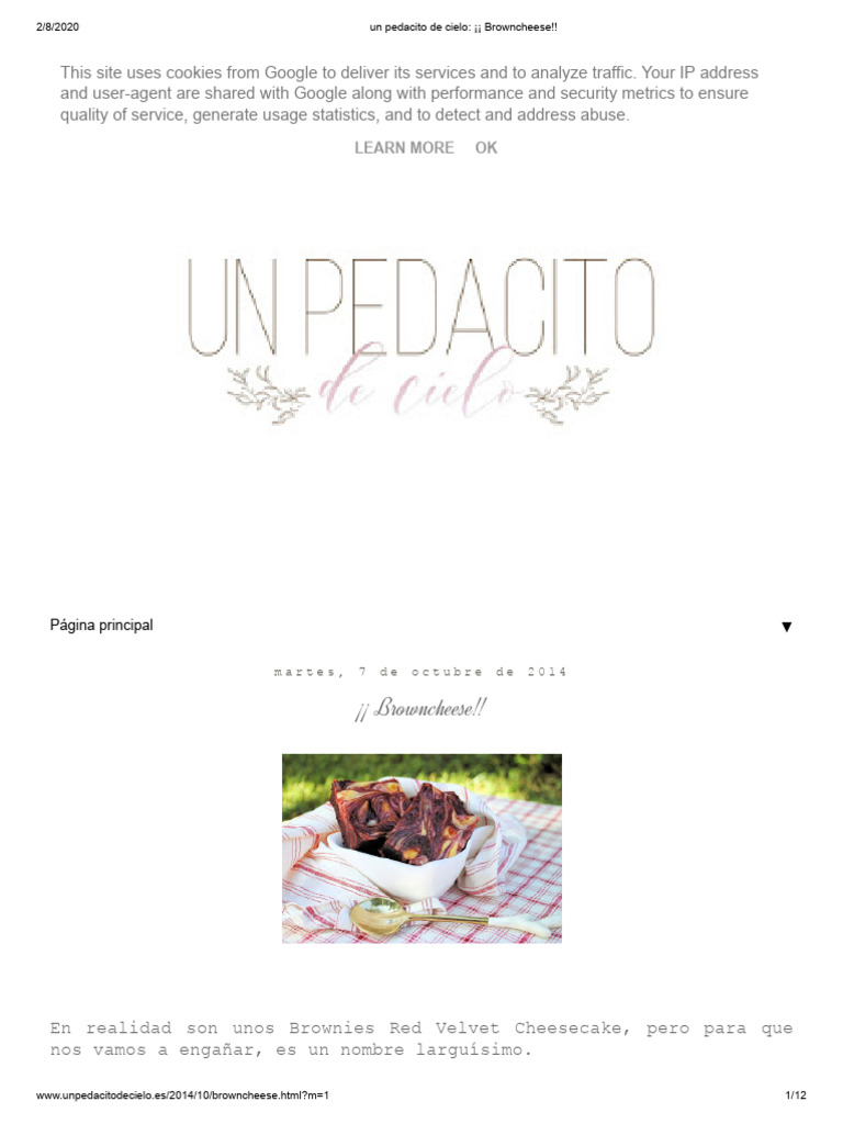 Un Pedacito de Cielo - ¡¡ Browncheese!! | PDF | Alimentos | Postres