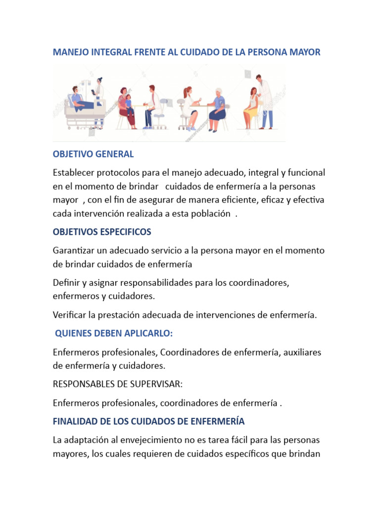 Manejo Integral Frente Al Cuidado de La Persona Mayor | PDF ...