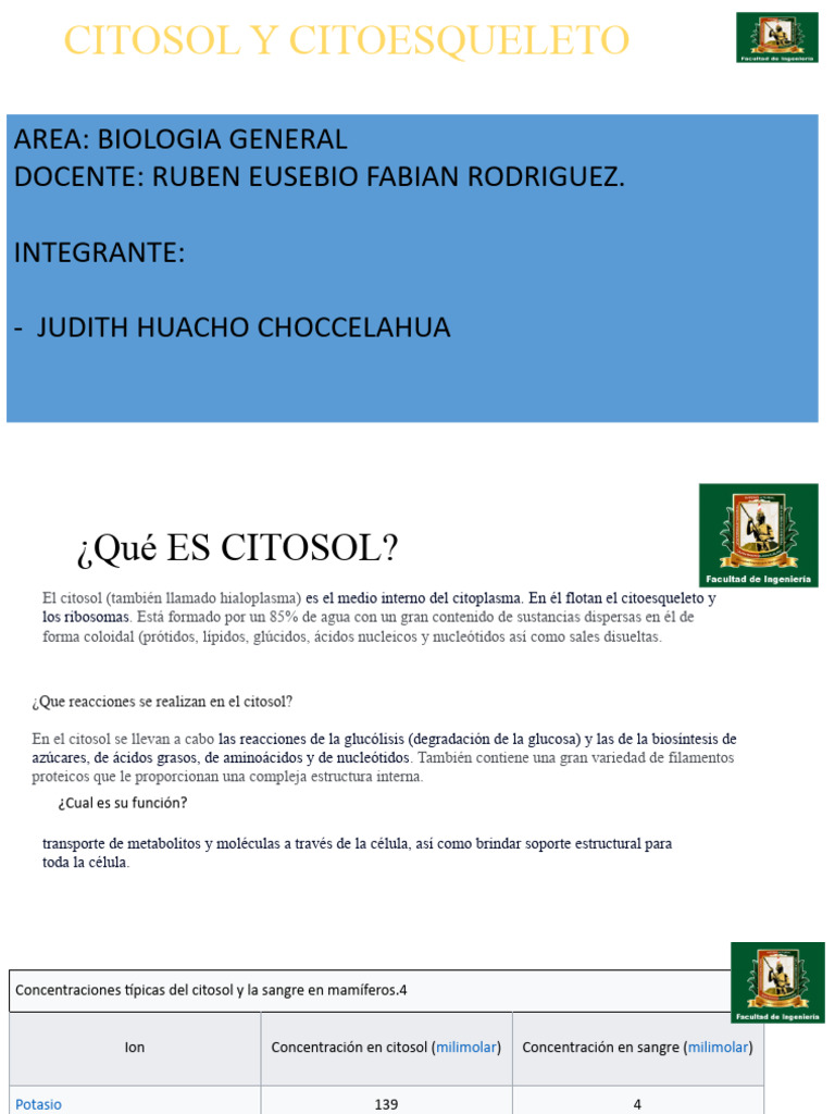 Citosol y Citoesqueleto Judith | PDF | Citosol | Biología Molecular