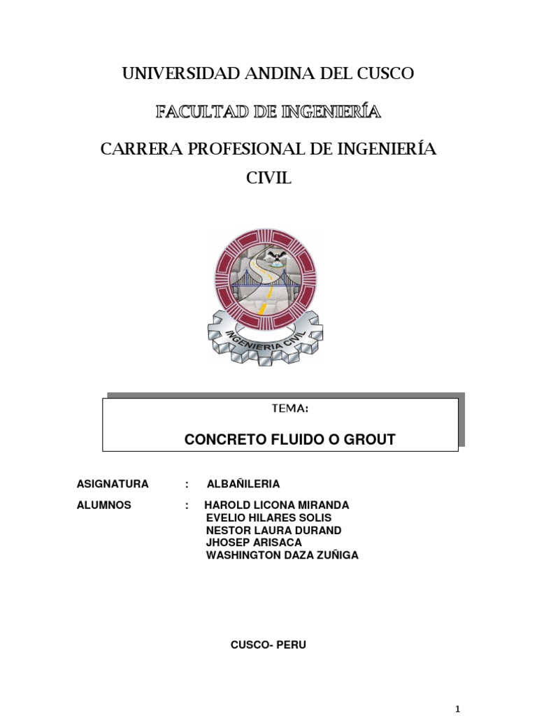Concreto Fluido o Grout | PDF | Hormigón | Cemento