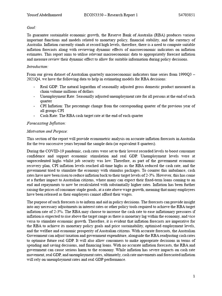 econ3350 report 2 sample 1 | Download Free PDF | Inflation | Macroeconomics