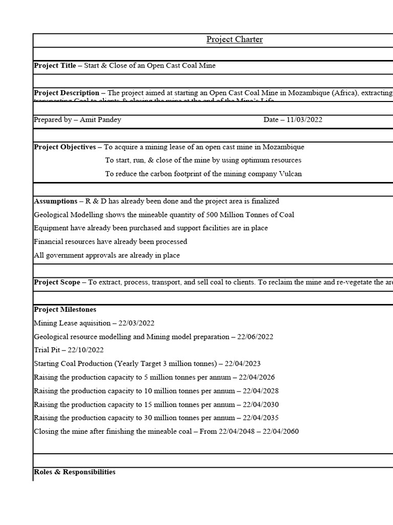 Project Management Assignment | PDF | Coal Mining | Mining