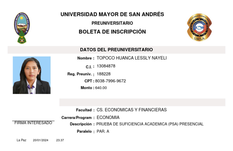 Report Inscripcion Pre Uni | PDF