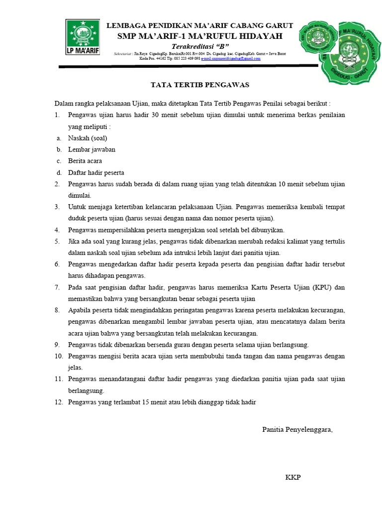 Tata Tertib Pengawas | PDF