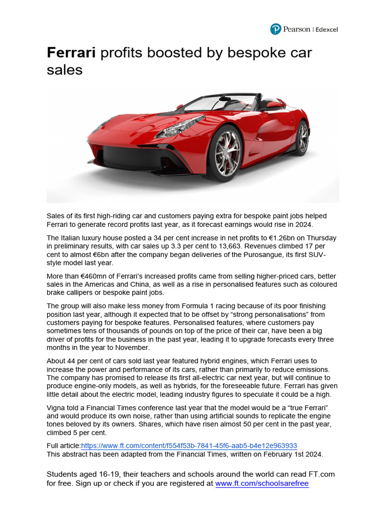 Ks4 Case Study 38 Ferrari | PDF | Ferrari | Car
