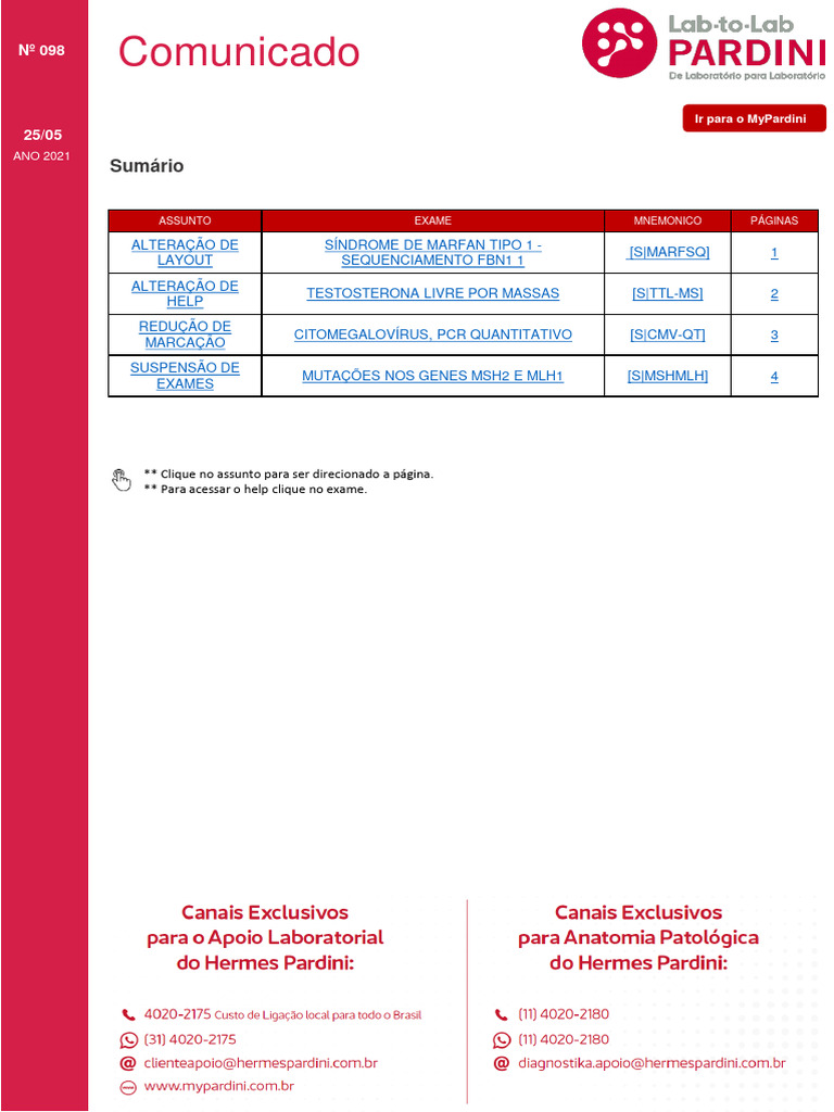 Comunicado Hermes Pardini 098 | PDF | Sequenciamento de DNA | Reação em ...