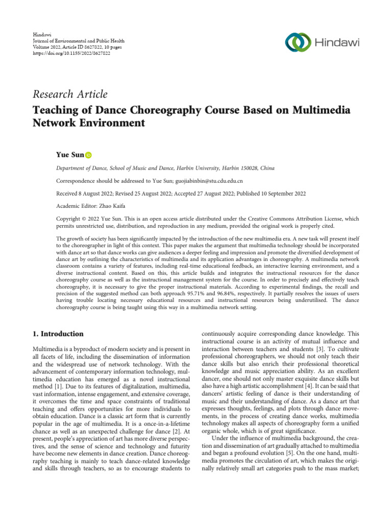 Teaching of Dance Choreography Course Based On Mul | PDF | Multimedia ...