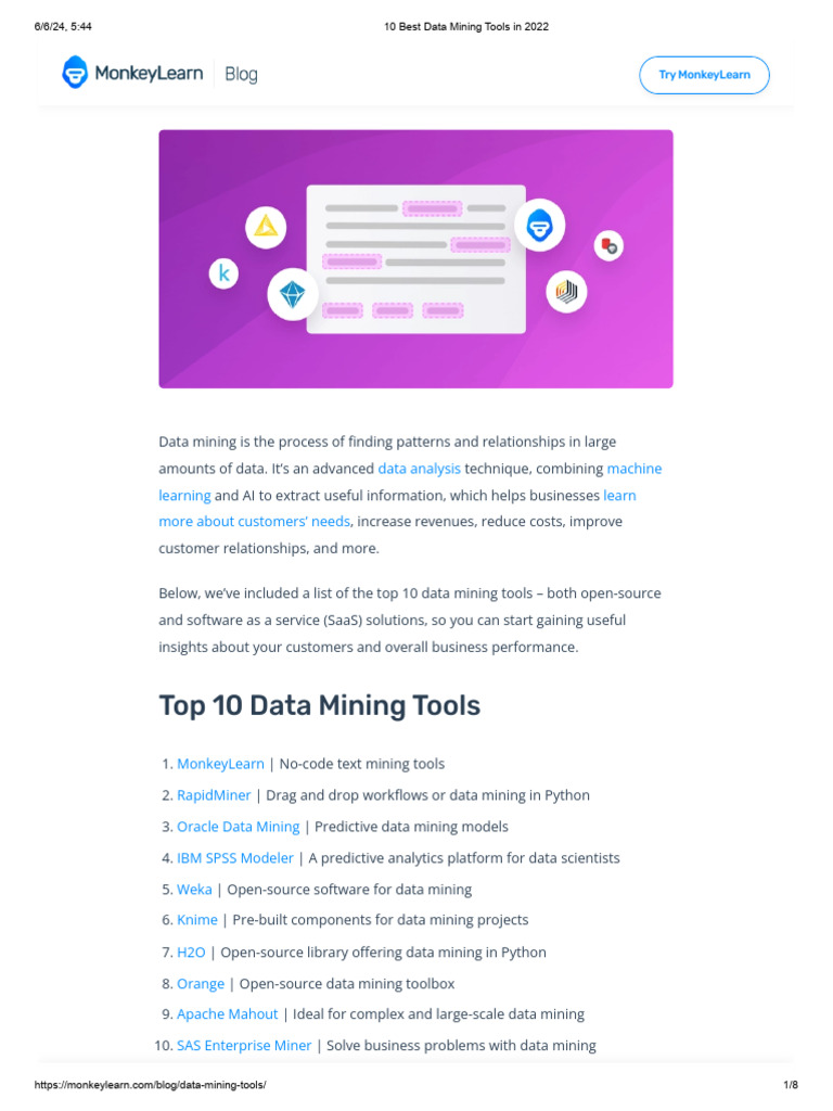 10 Best Data Mining Tools in 2022 | PDF | Data Mining | Sas (Software)