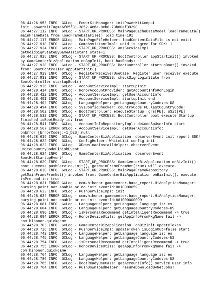 GameCenter Startup Process Log Analysis | PDF | Computing | Software