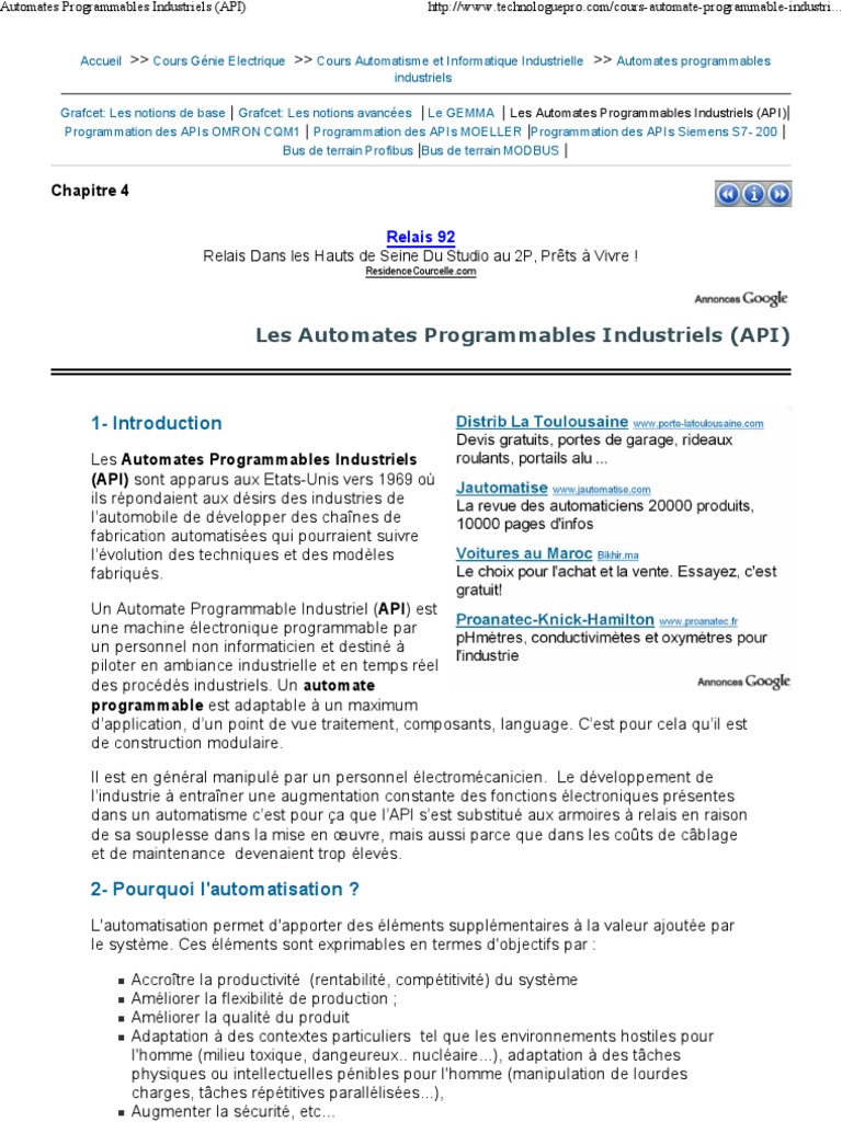Automates Programmables Industriels (API | PDF | Automate programmable ...