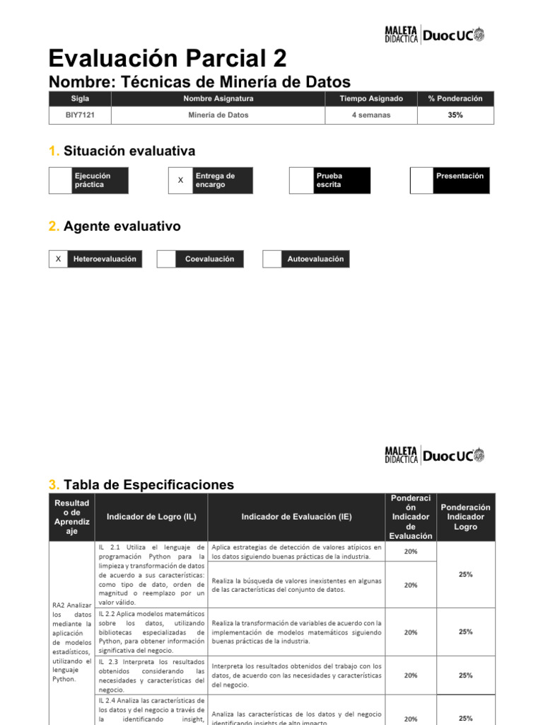 Evaluación Parcial 2_BIY7121 | PDF | Python (lenguaje de programación) | Evaluación