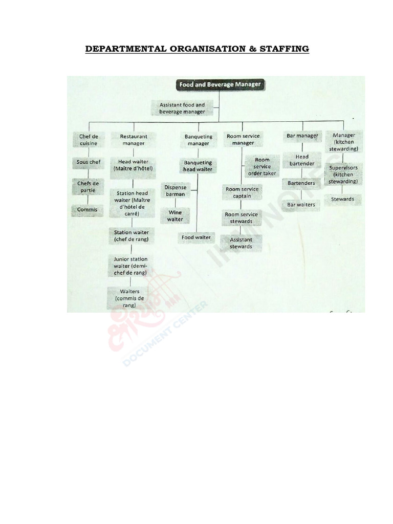 2.departmental Organisation | PDF | Waiting Staff | Kitchen