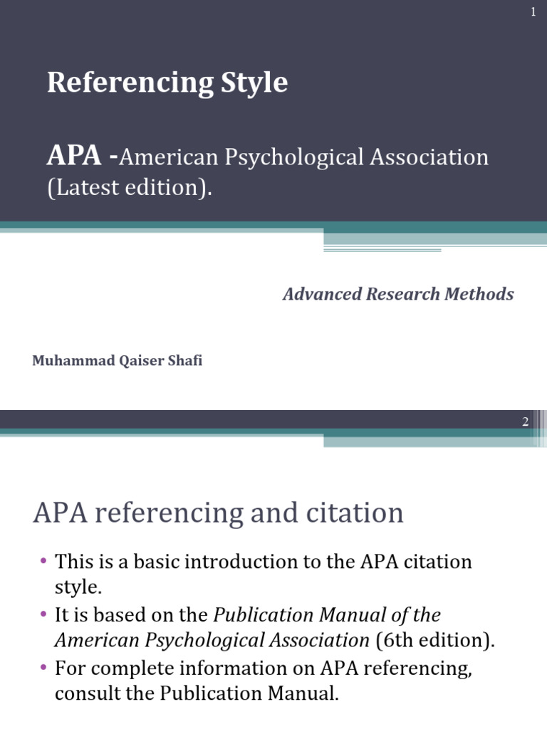 Lecture APA | PDF | Apa Style | Citation