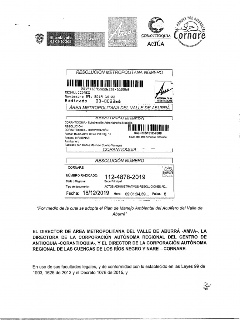 Resolución Del PMAA y Medidas de Manejo Adoptado | PDF