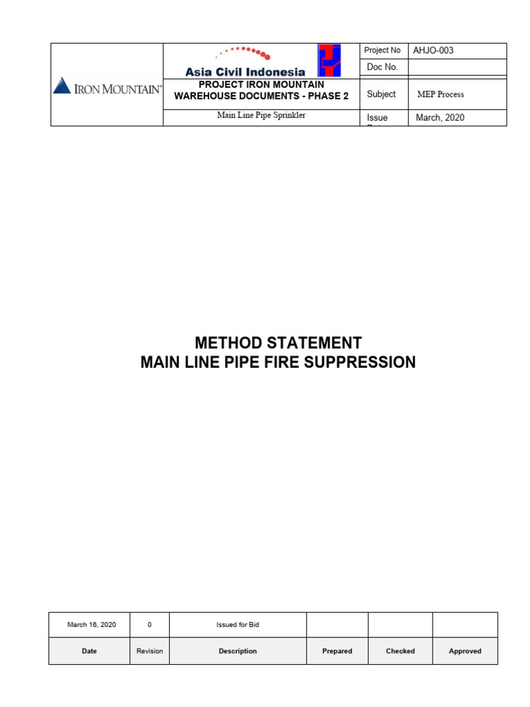 Method Statement AHJO | PDF | Pipe (Fluid Conveyance) | Welding