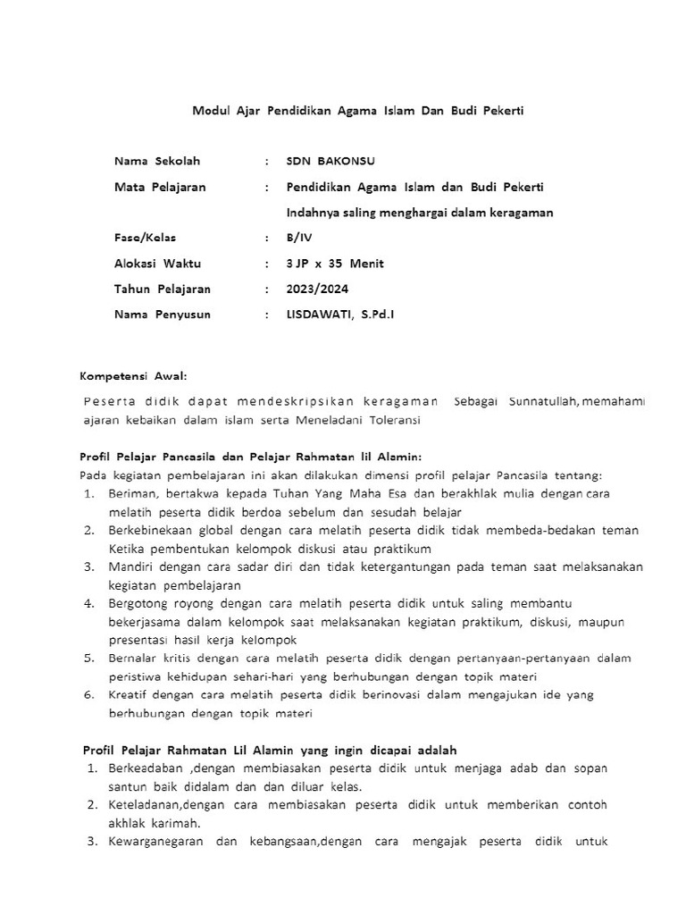 Ma 1 PBL Indahnya Saling Menghargai Dalam Keragaman Kompres | PDF