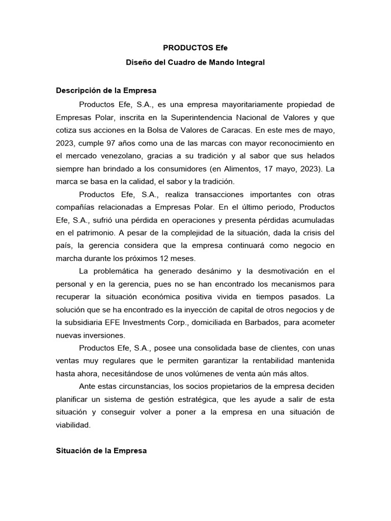 PRODUCTOS Efe Cuadro de Mando | PDF | Calidad (comercial) | Marketing PRODUCTOS Efe Cuadro de Mando | PDF | Calidad (comercial) | Marketing