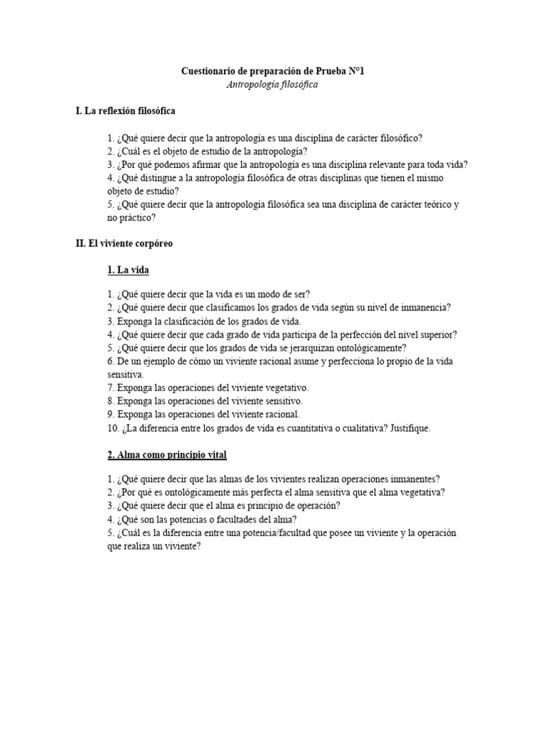 Cuestionario de preparación de Prueba N°1 | Descargar gratis PDF ...