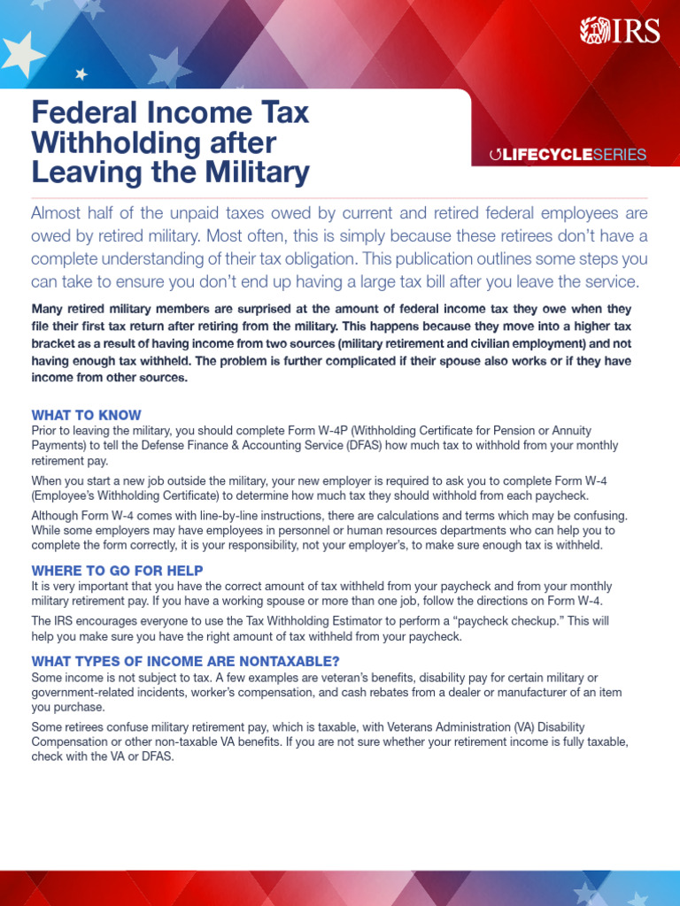 Federal Income Tax Withholding After Leaving The Military: Lifecycle ...