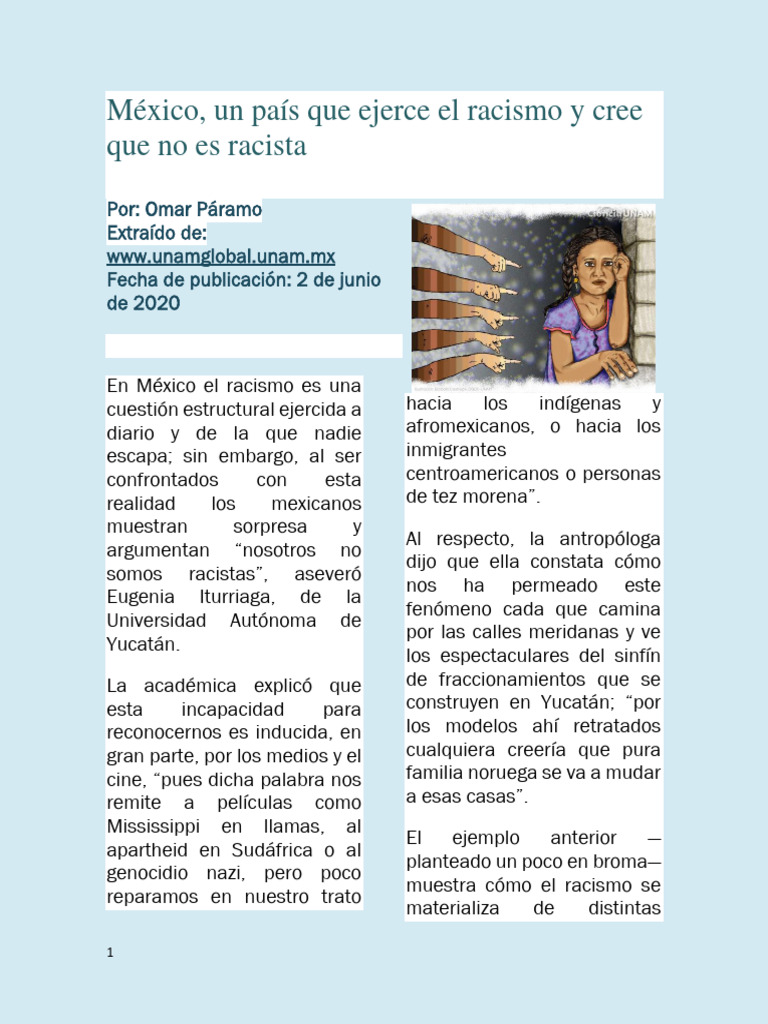 7.TEXTO G - Racismo | PDF | Racismo | Discriminación y relaciones raciales
