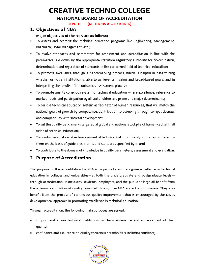 Objectives of NBA | PDF | Evaluation | Vocational Education