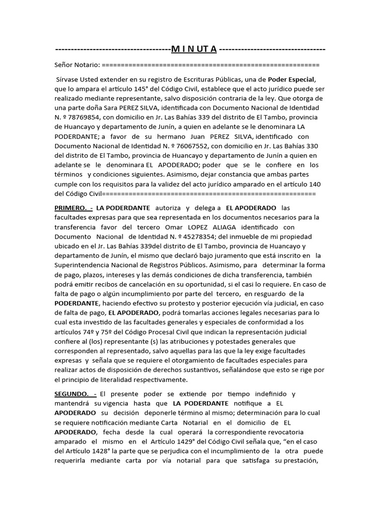 Minuta de poder especial | PDF | Justicia | Crimen y violencia