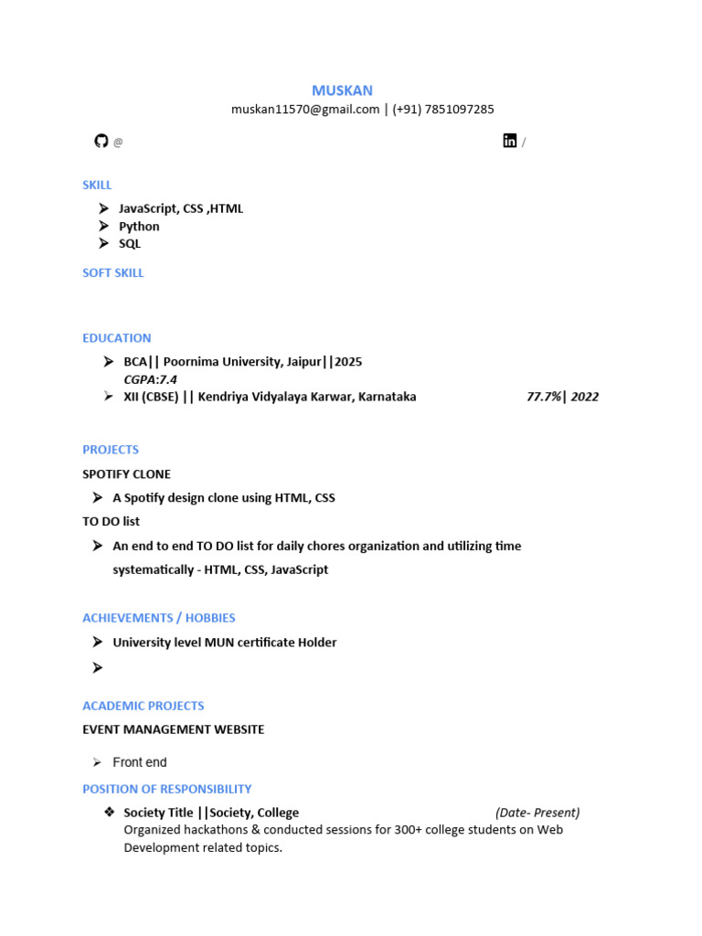 Muskan Resume | PDF