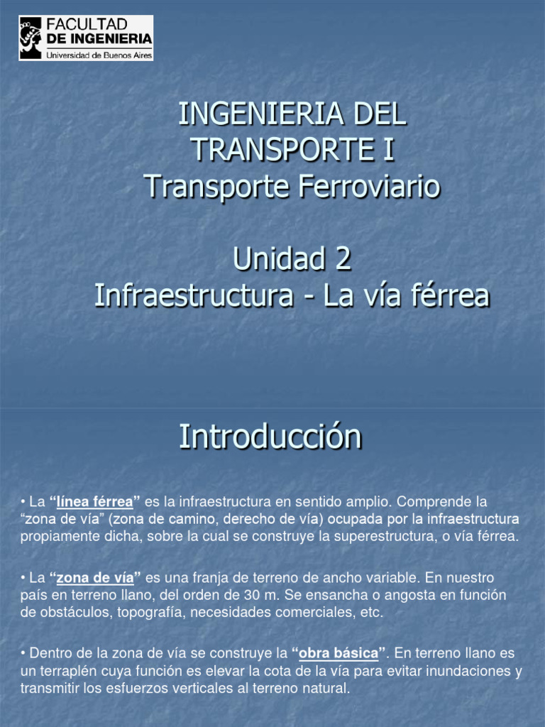 Unidad 2 - Infraestructura (La Vía Férrea) | PDF | Ancho de vía | Infraestructura ferroviaria