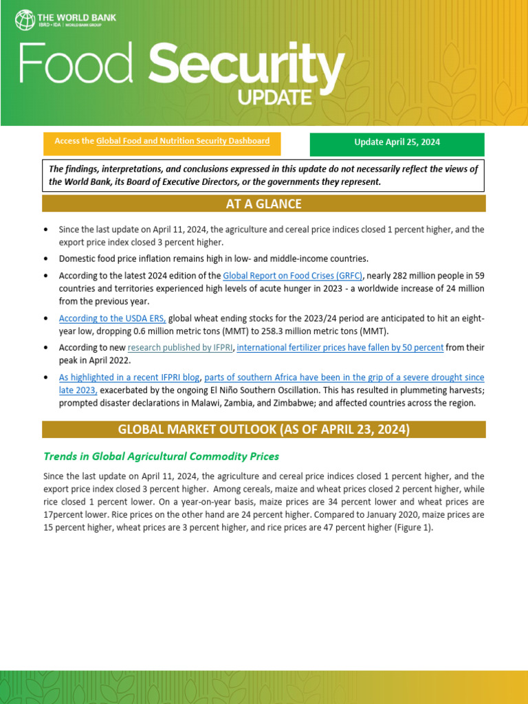 Global Food Crisis and Price Trends 2024 | PDF | Food Security | Drought