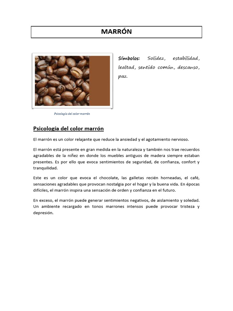 Psicología y uso del color marrón | PDF | Color | marrón