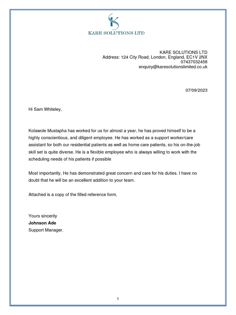 Employment Reference Form | PDF | Business