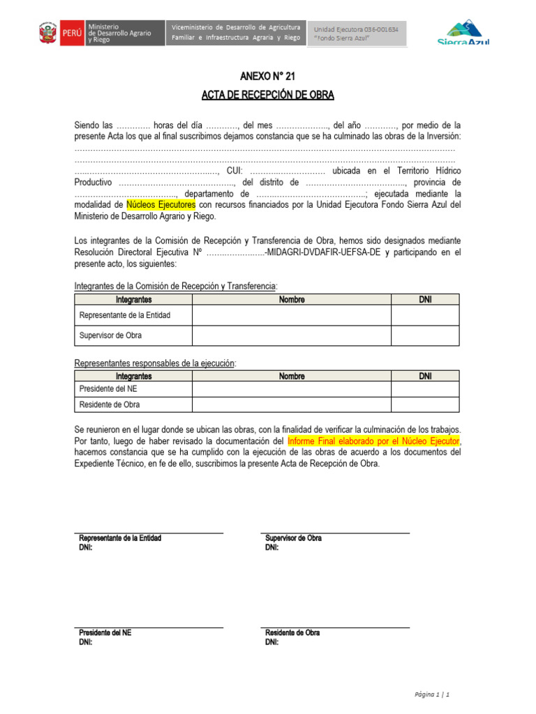_06. Anexo 21. Acta de Recepción | PDF