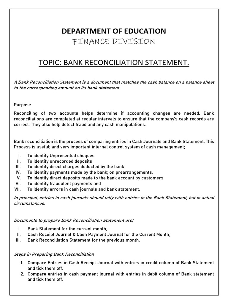 Bank Reconciliation | PDF | Banks | Debits And Credits