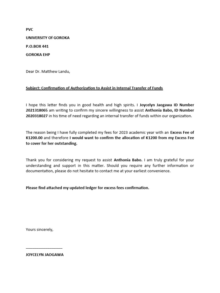 CONFIRMATION LETTER AyJay | PDF | Finance & Money Management