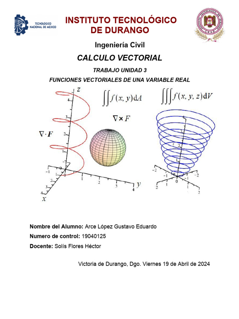 Calcuo Unidad 3 | PDF | Vector Euclidiano | Integral